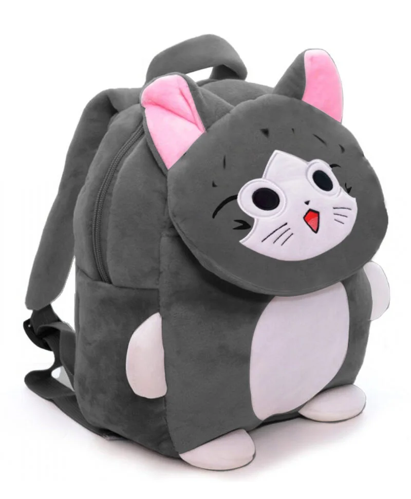 Velvet Grey cat flap bag Kids school bag - tinygrews